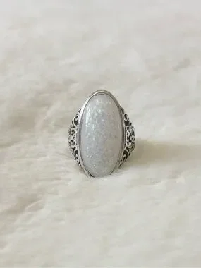 Jewelry | 515 Must Bundle Silver White Opal Oval Statement Ring | Poshmark